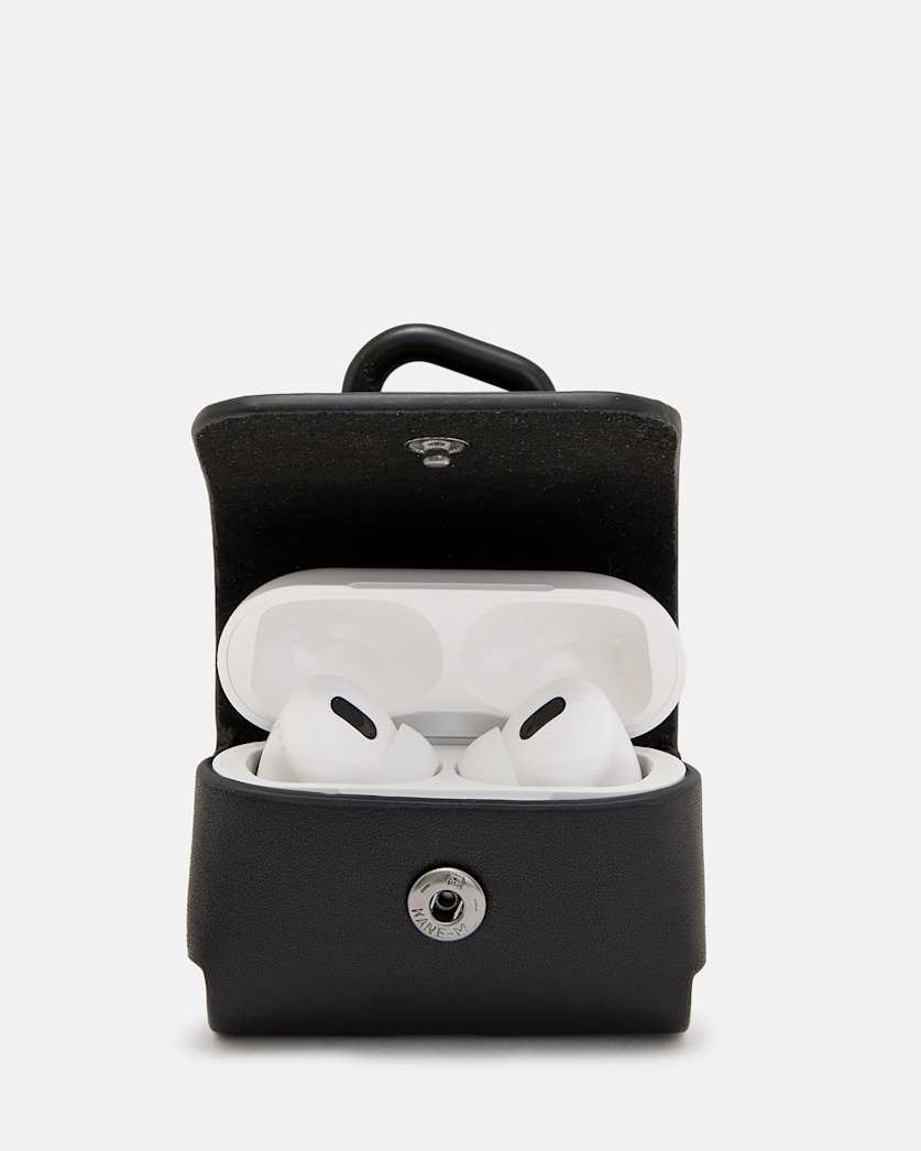 Airpod Embossed Leather Case Black | ALLSAINTS